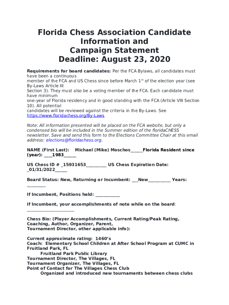 2020-2021 FCA Candidate Ination Sheet Doc Template | pdfFiller
