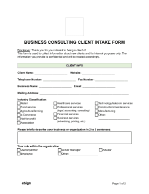 Fillable Online New Client Intake Form Template for Professional ...