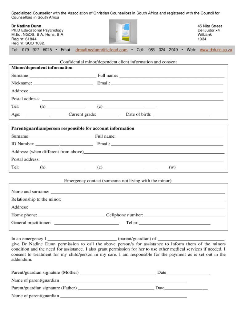 Fillable Online Dr Nadine Dunn- Specialized Counselor and Life Coach Fax Email Print - pdfFiller