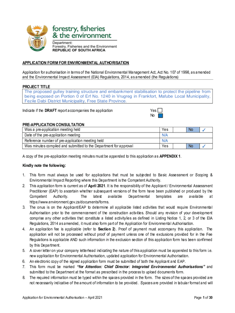 Fillable Online Application for amendment of an environmental ...