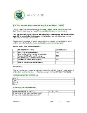 Fillable Online (ISC)2 Chapter Membership Application Form (2021) Fax ...