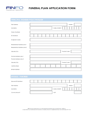 Fillable Online FUNERAL PLAN APPLICATION FORM Fax Email Print - pdfFiller