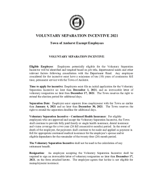 Fillable Online Voluntary Separation Program Checklist Consultant: Date ...