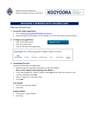 Fillable Online OBTAINING A WORKING WITH CHILDREN CARD Fax Email Print ...