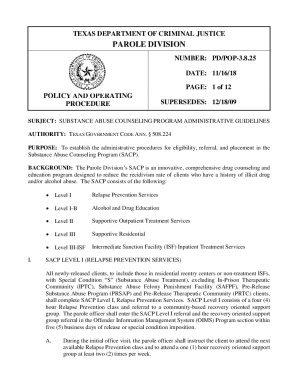 Fillable Online tdcj state tx PD/POP-03.08.25 parole policy Fax Email Print - pdfFiller