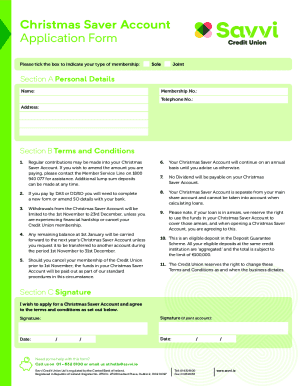 Fillable Online Christmas Saver Account Application Form Fax Email ...