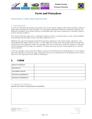 Fillable Online GRIEVANCE FORM AND PROCEDURE ... Fax Email Print ...