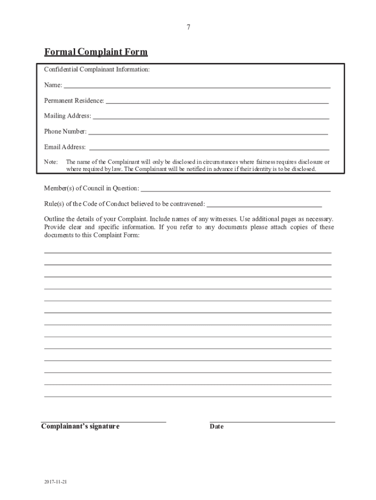 Fillable Online 2019 05 22 - Complaint Form Fax Email Print - pdfFiller