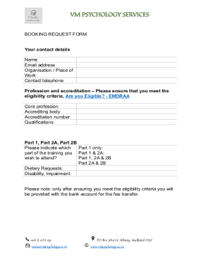 Fillable Online VMP booking request form.docx Fax Email Print - pdfFiller