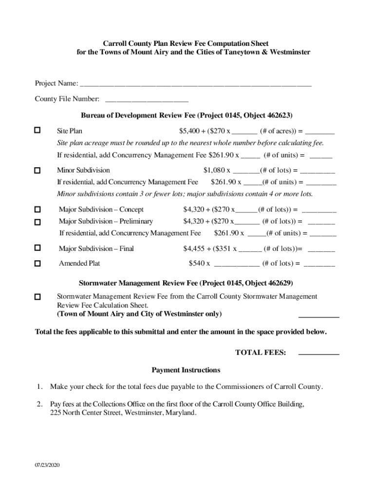 Fillable Online 20200723MtTW Fee Sheet Fax Email Print - pdfFiller