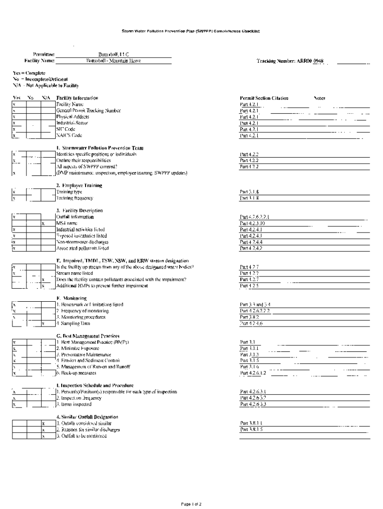 Fillable Online Storm Water Pollution Prevention Plan (SWPPP) Checklist ...