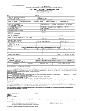 Fillable Online CREDIT rental APPLICATION FORM - 30032011 2 Fax Email ...