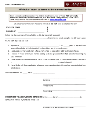 Fillable Online affidavit of intent to become a permanent resident Fax ...