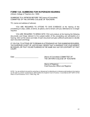 Fillable Online form 13a - summons for in-person hearing Fax Email ...
