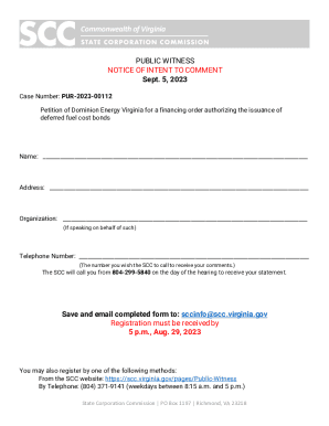 Fillable Online scc virginia SCC Public Witness Form - State ...