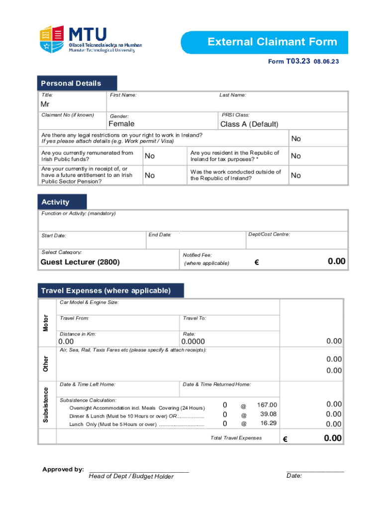 Fillable Online External Claimant Form Fax Email Print - pdfFiller