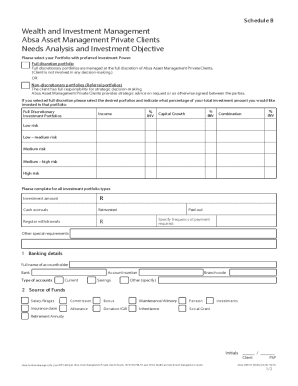 Fillable Online Absa Asset Management Private Clients Needs Analysis ... Fax Email Print - pdfFiller