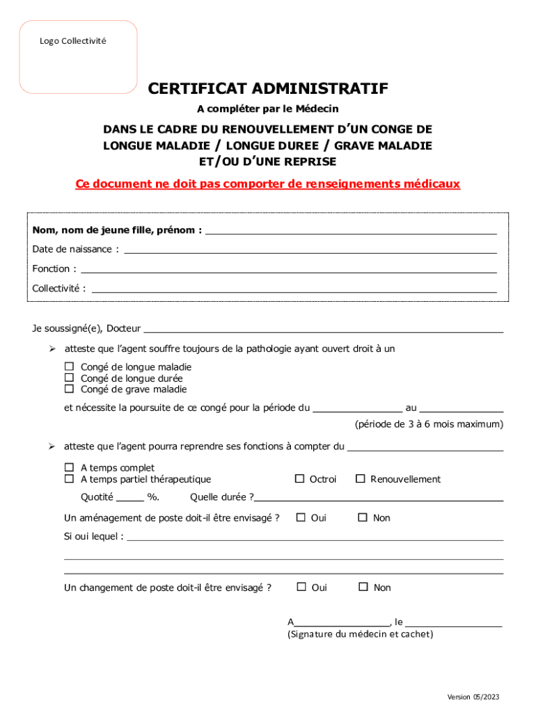 Remplissable En Ligne Le Cong de Longue Maladie (C.L.M.) -CNRACL Fax Email Imprimer - pdfFiller