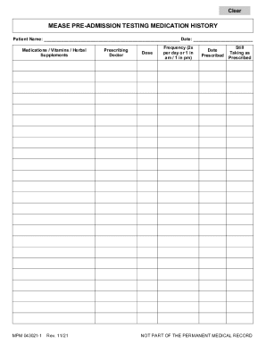 Fillable Online MEDICATION HISTORY FORM AMBULATORY SURGERY ... Fax ...