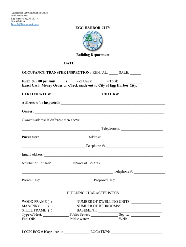 Fillable Online Egg Harbor City Building Department - 500 London Ave ...