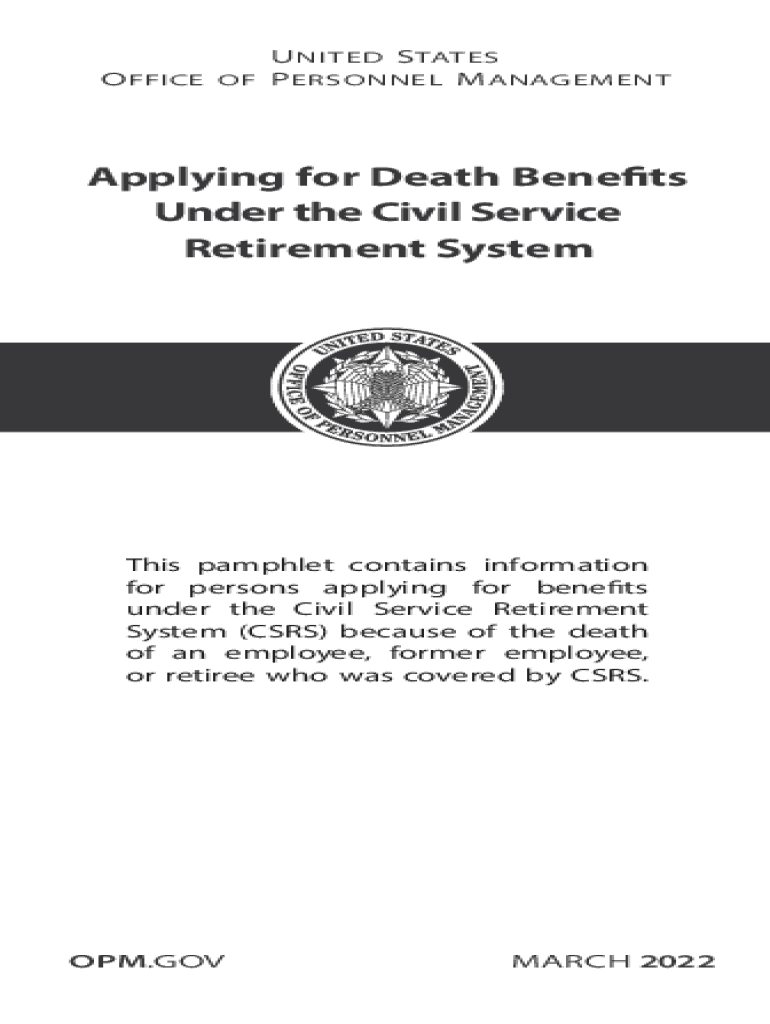 Fillable Online Standard Form 2800-1; Applying for Death Benefits Under ...