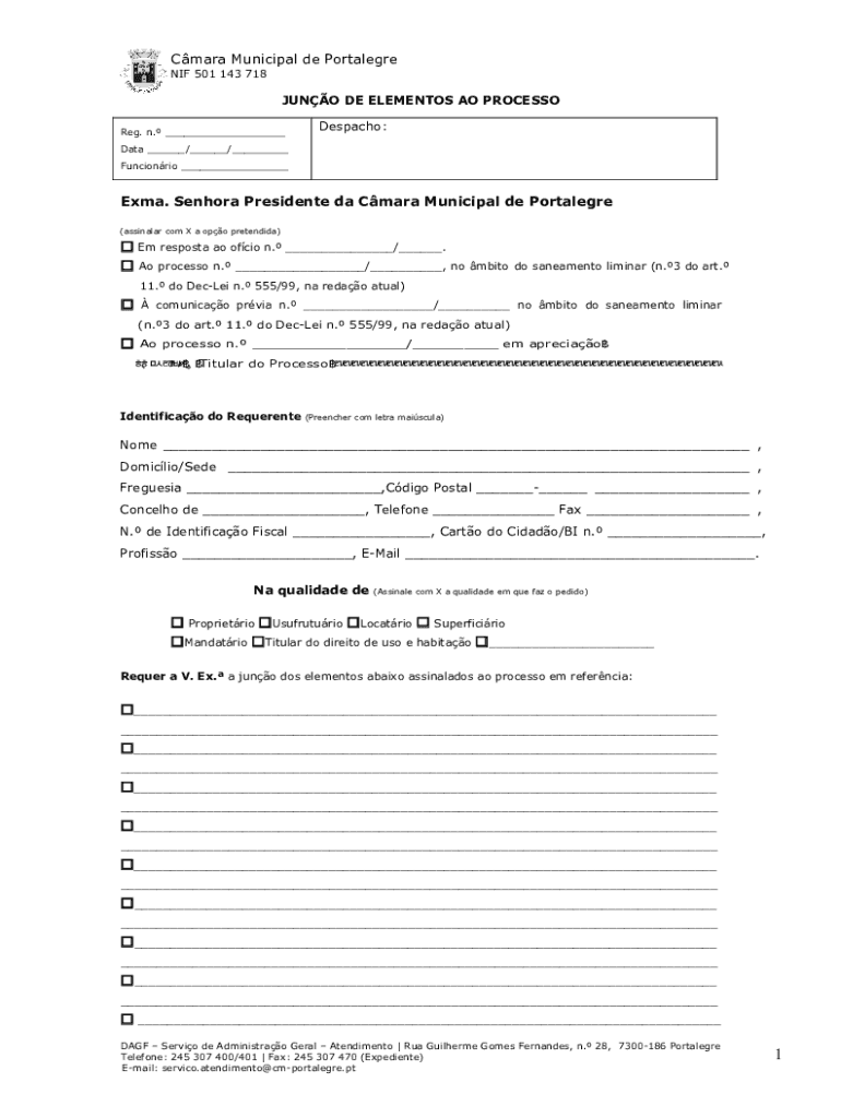 Preenchível Disponível Exmo. Senhor Presidente da Cmara Municipal de ...