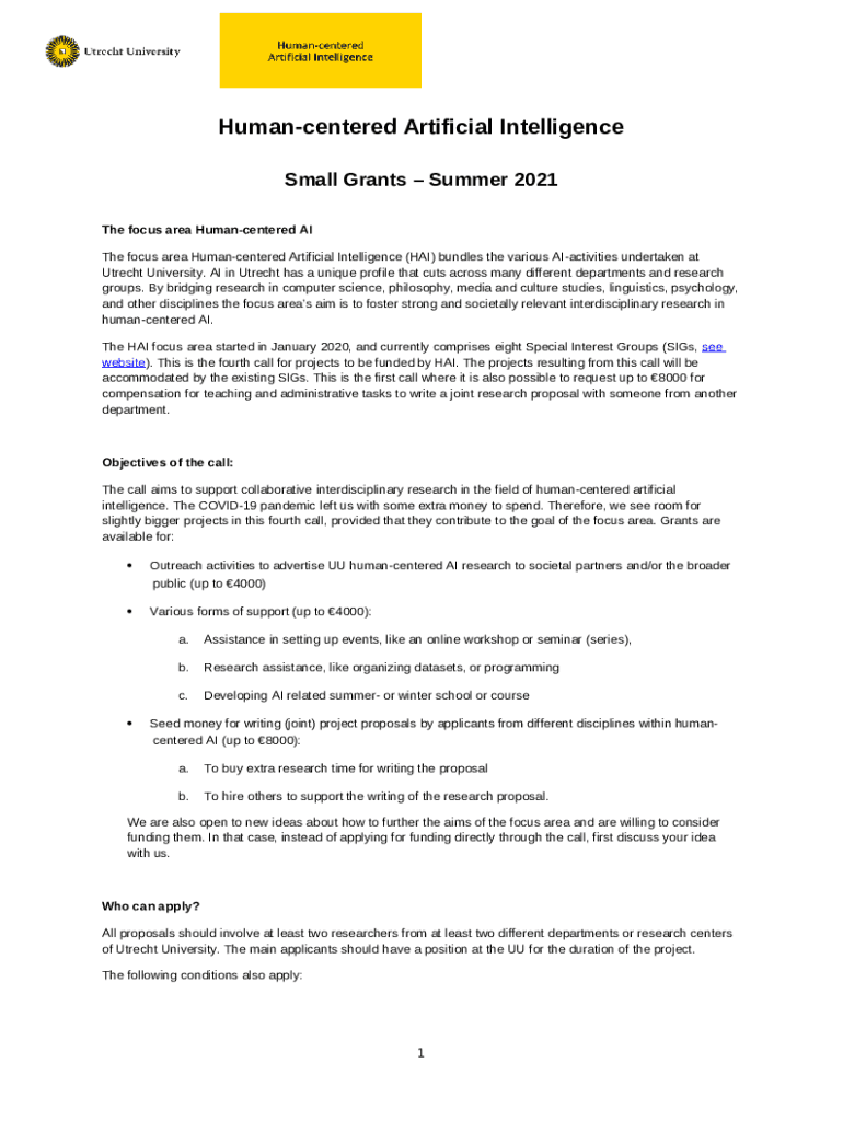 Human-centered Artificial Intelligence - Utrecht University Doc Template | pdfFiller