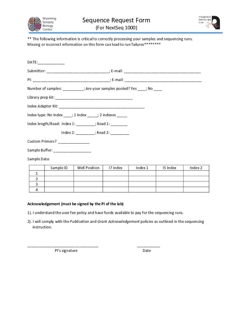 Fillable Online Sequence Request Form Fax Email Print - pdfFiller
