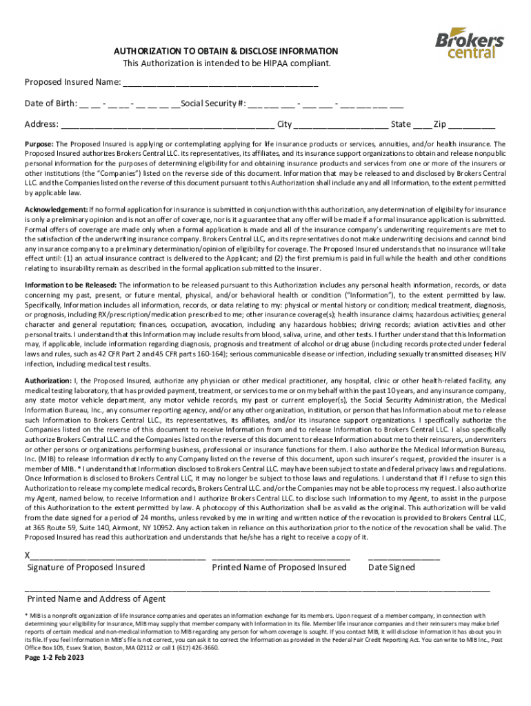 Fillable Online Authorization To Obtain Or Release Information/Records Fax Email Print - pdfFiller