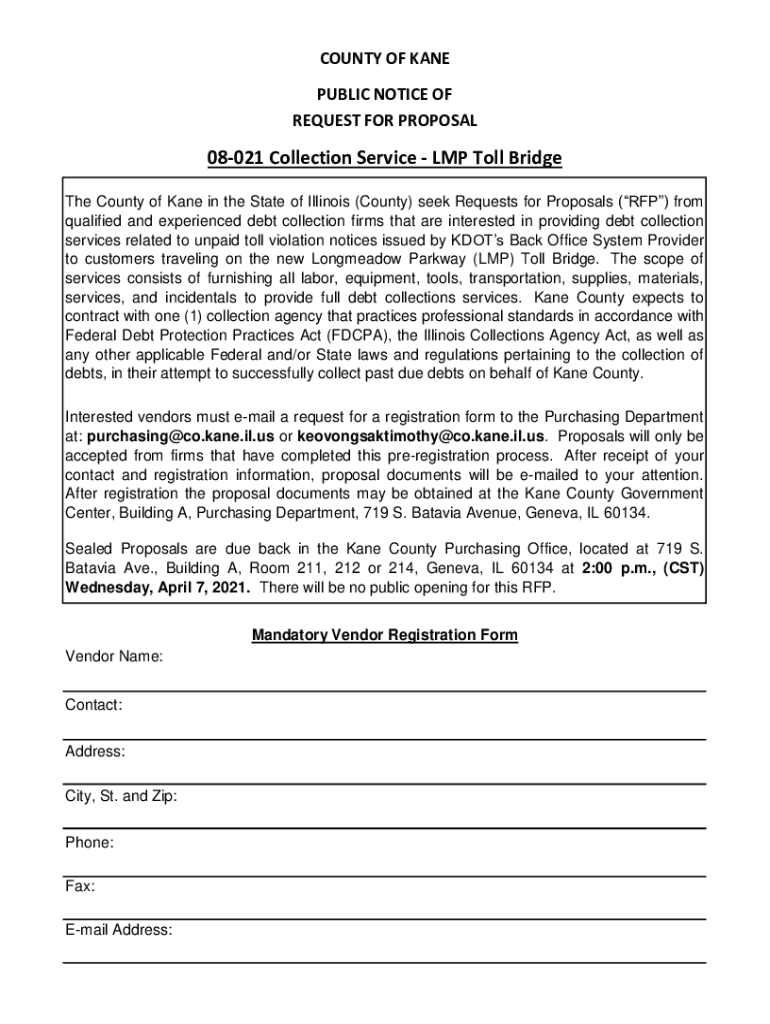 Fillable Online Collection Service - Lmp Toll Bridge - Bid Information ...