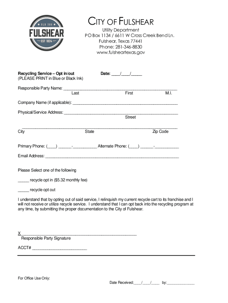 Fillable Online Residential Solid Waste Services Fax Email Print ...