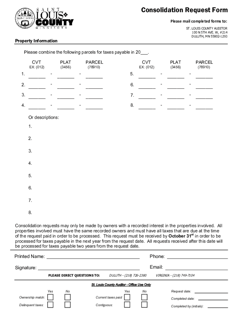 Fillable Online Consolidation Request Form Fax Email Print - pdfFiller