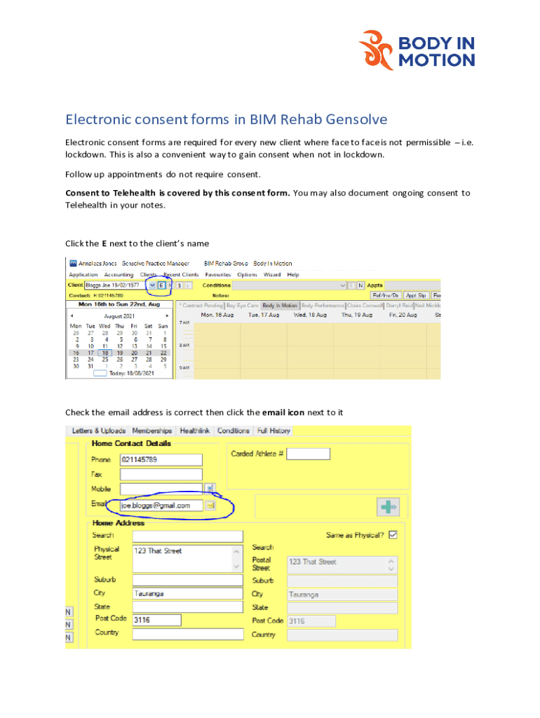 Fillable Online Electronic consent forms in BIM Rehab Gensolve Fax ...