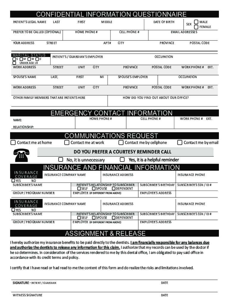 Fillable Online CONFIDENTIAL INFORMATION QUESTIONNAIRE ... Fax Email Print - pdfFiller