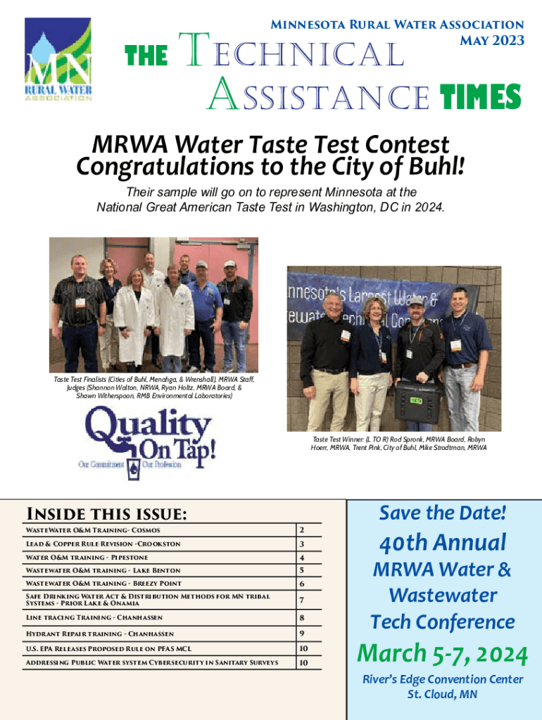 Fillable Online City of Buhl wins best tasting water in the state at ...
