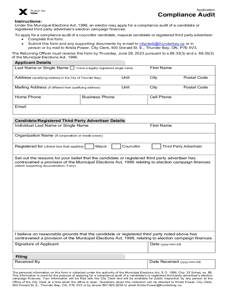 Fillable Online Election compliance audit application form Fax Email ...