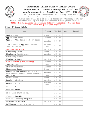 Fillable Online Custom Bakery Order Form Template Fax Email Print ...