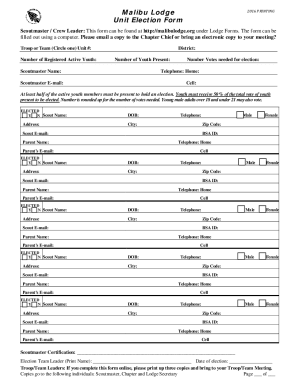 Fillable Online Malibu Lodge Unit Election Form Fax Email Print - pdfFiller