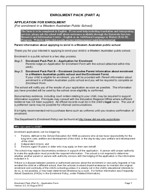 Fillable Online Application-for-Enrolment-Pack-Part-A. ... Fax Email ...