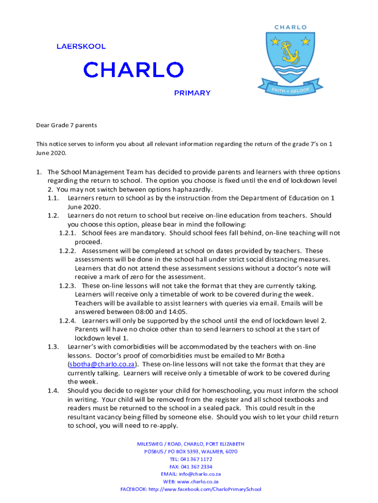 Fillable Online 1. The School Management Team has decided to provide ...