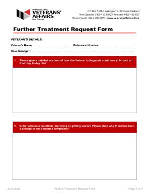Fillable Online veteransaffairs mil Further Treatment Request ...