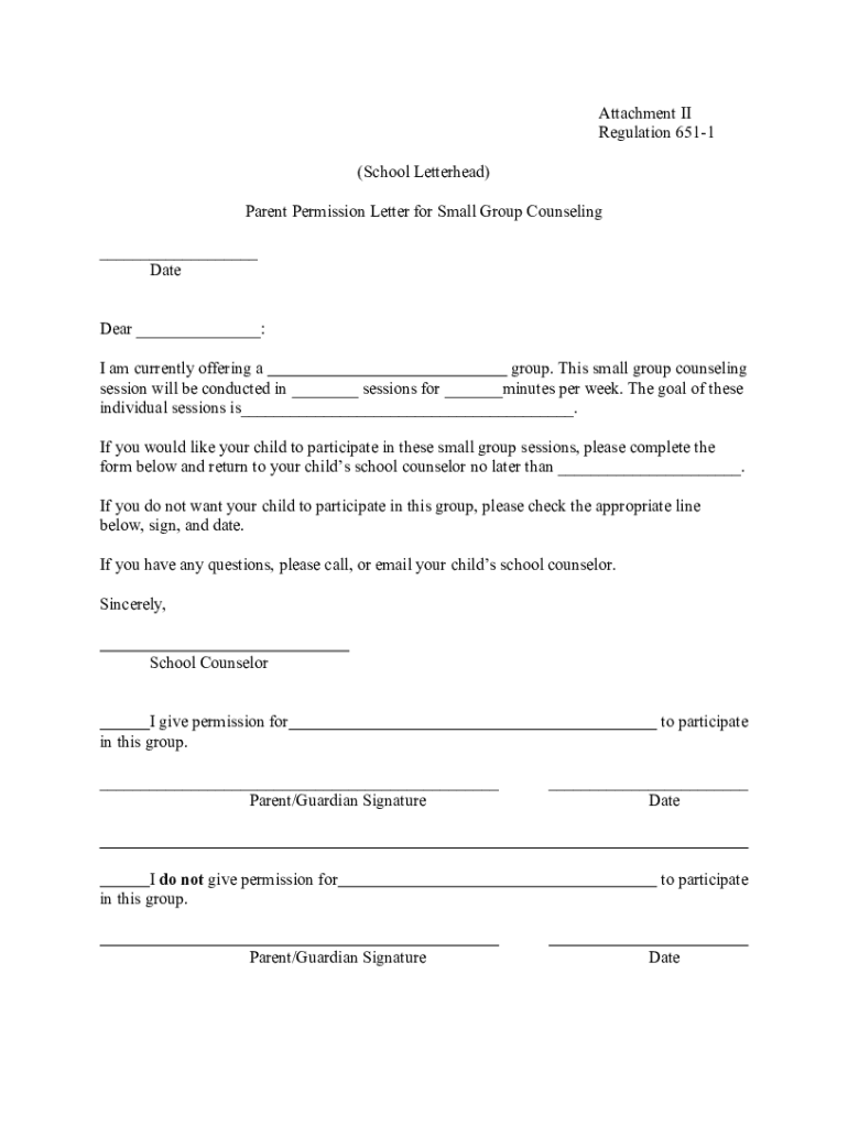 Fillable Online Results for parent permission form for counseling group ...