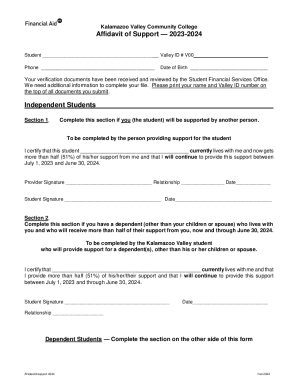 Fillable Online Affidavit of Support - 2023-2024 Fax Email Print - pdfFiller