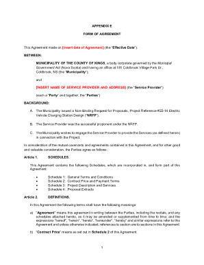 Fillable Online 1 APPENDIX E FORM OF AGREEMENT This ... Fax Email Print - pdfFiller