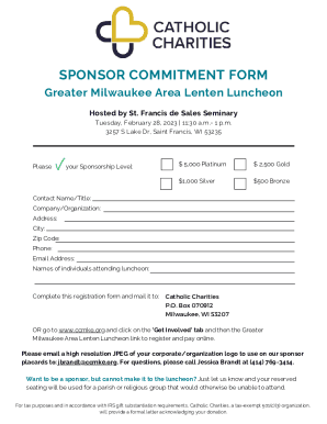 Fillable Online SPONSOR COMMITMENT FORM - Milwaukee Fax Email Print ...