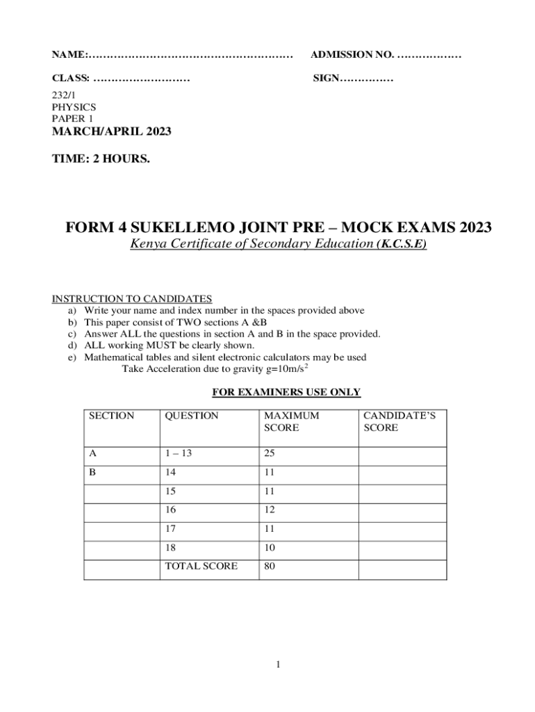 Fillable Online Sukellemo Joint Mock 2023 Form - Fill Out and Sign ...