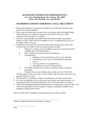 Fillable Online informed consent for root canal treatment Fax Email ...