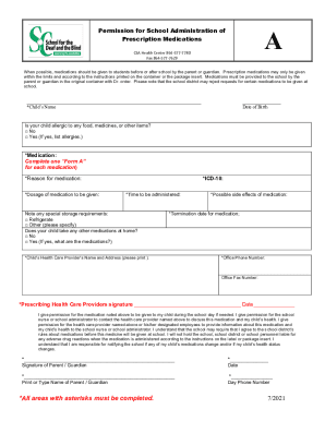 Fillable Online 4. (A) 2021-2022 prescription meds permission form (2 of 4) (Stapled) (COLOR)2 ...