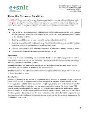 Fillable Online Terms and Conditions of Room Hire Fax Email Print - pdfFiller