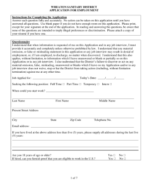Fillable Online employment application - Wheaton Sanitary District Fax ...